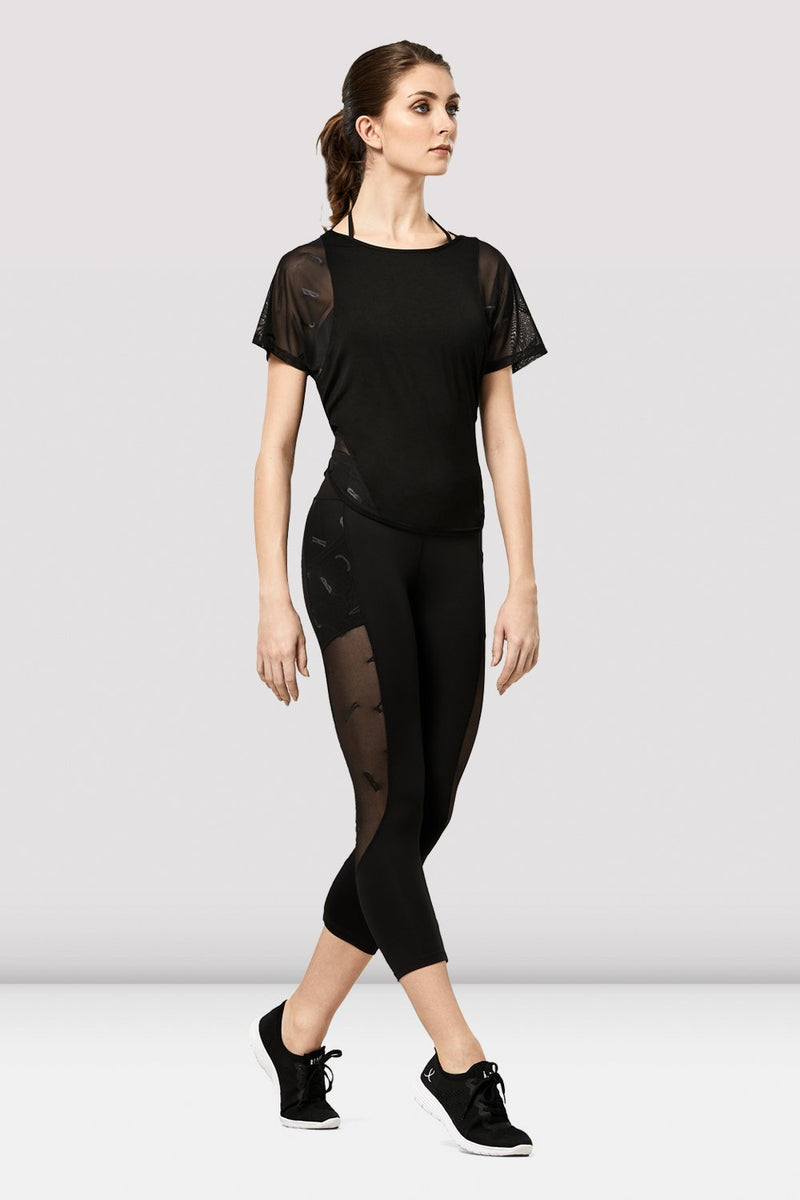 Ladies Yanah Bloch Logo Mesh Panelled Leggings, Black | BLOCH EU ...